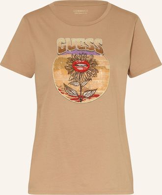 Guess T-Shirt Mit Schmucksteinen braun