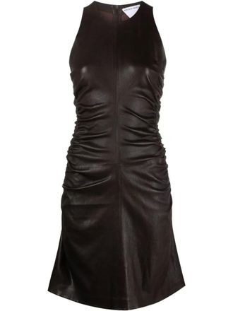 Bottega Veneta robe courte en cuir - Noir