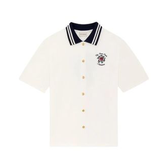 Dr&ocirc;le de Monsieur Chemise Piqu&eacute;e Slogan Rose - - Shirts - Herren - Wei&szlig; - M
