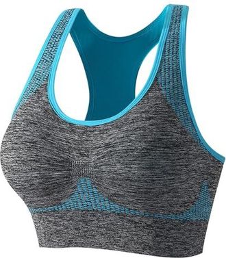 Generic Lot de 2 soutiens-gorge de sport Raus Land pour femme - Rembourrés - Soutien moyen - Pour lentraînement, la gym, le yoga - Tenue dété, bleu, M