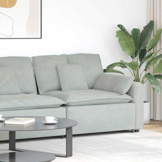 vidaXL Modulares Sofa Endmodul mit Armlehne Kissen Hellgrau 100 cm - Vidaxl