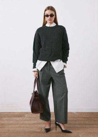 Mango Pantalon droit pinces gris - Femme - 34 - MANGO