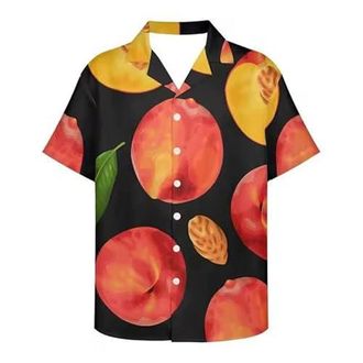 Keephen TangoDS Past&egrave;que/P&ecirc;che/Pomme Impression 3D Hawaiian Chemise pour Femmes Hommes Col Revers Manches Courtes Boutonn&eacute;e Chemises F&ecirc;te Aloha Chemises