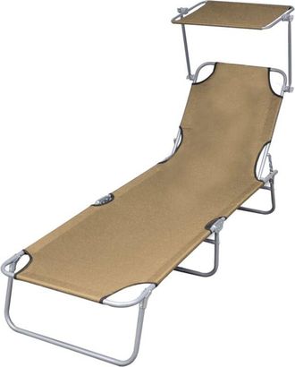 vidaXL Vidaxl - Sonnenliege Klappbar mit Sonnenschutz Stahl Taupe