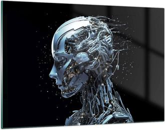 Arttor Wandbilder Dekoration Wohnzimmer Künstliche Intelligenz Roboter Zukunft Bilder auf Glas 120x80cm Glasbild Schlafzimmer Küche Deko Wand Kunstdruck Art 