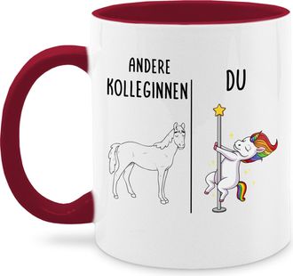 Shirtracer Tasse Tassen 325ml - Kollegen - Andere Kolleginnen Dabbing Einhorn | Arbeitskollegin Geschenk zur Rente Kollegin | Verabschiedung Kollegin Geschenk Ab
