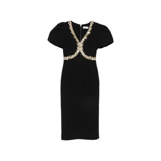 Rebecca Vallance V-Ausschnitt Kleid mit Puff&auml;rmeln f&uuml;r Partys - - Dresses - Damen - Schwarzk - S