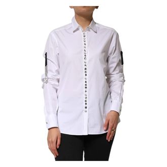 Dolce & Gabbana Wei&szlig;es Hemd mit Kristallverzierungen und Kragen - - Blouses & Shirts - Damen - Wei&szlig; - XS