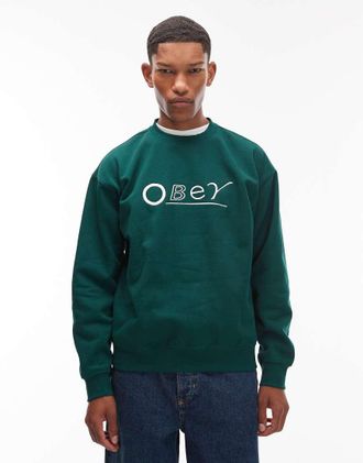 Obey Headline - Sweatshirt in Dunkelgrün