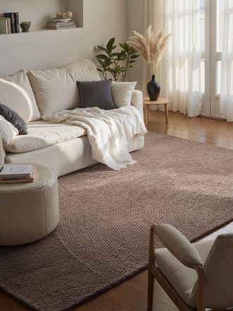Hanse Home Wollteppich Eleni - Natur Wohnzimmerteppich - Handgetuftet - Hygge Skandi, Boho Teppich Wolle f&uuml;r Wohnzimmer, Schlafzimmer, Esszimmer, Flur - Taupe, 1