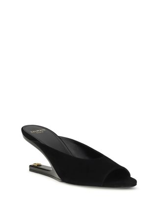 Balmain Womens Suede Open-Toe Mules 0pa Noir Sandal