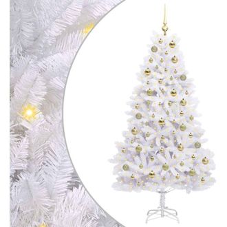 vidaXL K&uuml;nstlicher klappbarer Weihnachtsbaum Wei&szlig; 180 cm PVC und Stahl vidaXL