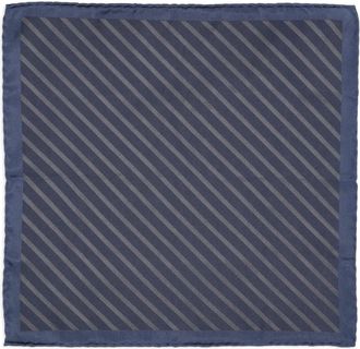 Brunello Cucinelli carré de poche à rayures - Bleu