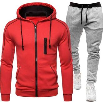 Generic Ensemble Veste et Pantalon à Capuche zippé Deux pièces pour Hommes, Sweat à Capuche surdimensionné, Ensemble de Veste dextérieur Sweat Capuche Solide 