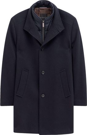 Bugatti Kurzmantel aus einem Woll-Mix mit Steppblende und Stehkragen in