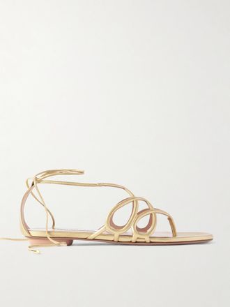Aquazzura Sandales En Cuir M&eacute;tallis&eacute; Infinito - Dor&eacute;