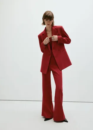 Mango Pantalon de costume taille haute rouge - Femme - 32 - MANGO