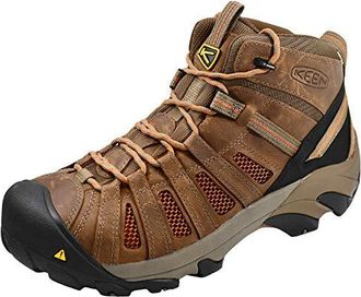 Keen Mens Flint Mid Steel Toe Work Shoe, Shitake/Rust, 10.5