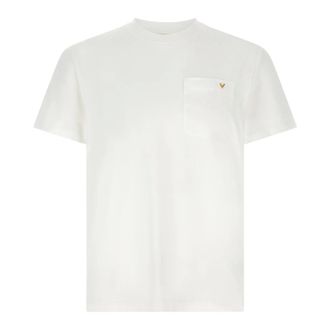 Valentino Garavani Homme, Tops, Blanc, Taille: S T-shirt en coton avec Vgold