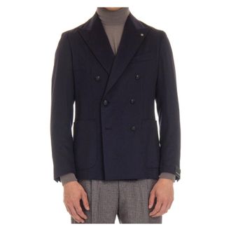 Tagliatore Doppelreihige Webjacke - - Jackets - Herren - Blau - L