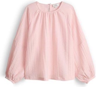 OPUS Langarmbluse Feminine Tunikabluse in Crinkle-Optik Ballon&auml;rmel, Kr&auml;uselung am Halsloch f&uuml;r elegante Note