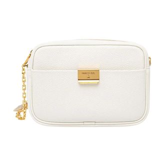 Patrizia Pepe Sac bandouli&egrave;re All Day en cuir avec cha&icirc;ne - Femme - Sacs - Blanc - Taille: ONE Size