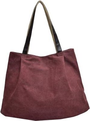 Garneck Sac &agrave; Bandouli&egrave;re Toile D&eacute;contract&eacute;e pour Femme Grand Cabas Rouge Vin R&eacute;sistant et Spacieux pour Voyage Shopping et Rangement Quotidien