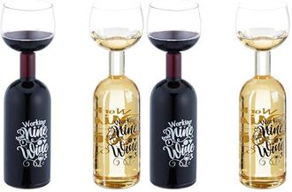 Relaxdays Weinflasche Glas, XL Weinglas mit Spruch, Fun Geschenk f&uuml;r Weinliebhaber, Weinflaschenglas 750 ml, transparent (Packung mit 2)