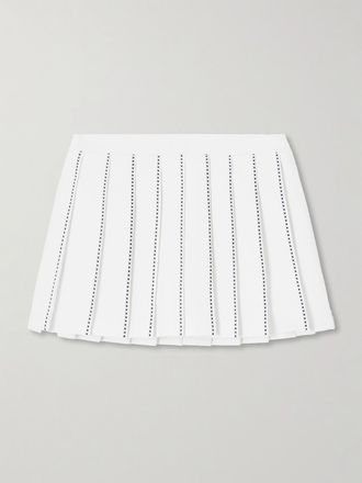 Tory Sport Mini-jupe De Tennis En Jersey Plissé À Broderies - Blanc