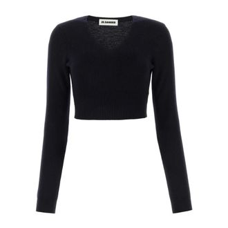 Jil Sander Mitternachtsblauer Wollpullover - - Knitwear - Damen - Blau - S