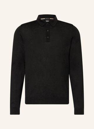 HUGO BOSS Strick-Poloshirt Lancione schwarz
