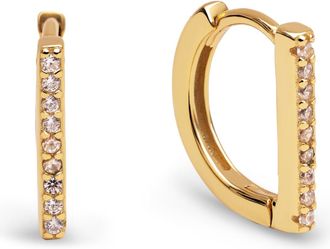 Singularu Dina Sparks Creolen. Sterlingsilber mit 18 Kt Vergoldeter Beschichtung und Zirkonia. Schmuck f&uuml;r Damen