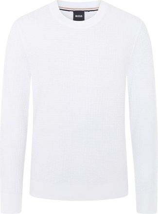 HUGO BOSS Strukturierter Rundhalspullover aus Baumwolle in