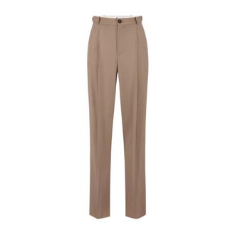 Elisabetta Franchi Femme, Pantalons, Beige, Taille: 40 FR Pantalon Gabardine avec Pinces