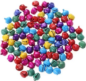 DOITOOL 100 Stück Bunte Kleine Jingle Bells aus Dekorative Glöckchen für Weihnachten Basteln Schmuckherstellung DIY Schmuck Weihnachtsbaumdeko