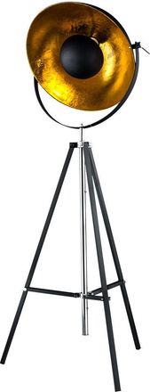 Globo Lighting Stehlampe schwarz Wohnzimmerleuchte modern Stativleuchte gold, Retro Standlampe 4-Bein H&ouml;henverstellbar, Metall matt, 1x E27 Fassung, DxH 78x180 cm