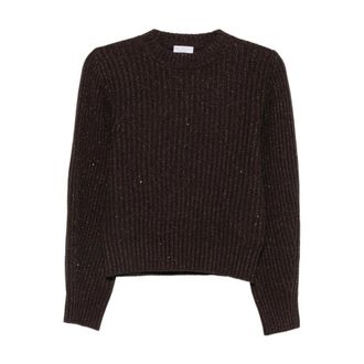 Brunello Cucinelli Gerippter Strickpullover mit Glitzer - - Knitwear - Damen - Braun - L
