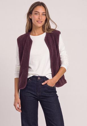 Street One Fellimitatweste STREET ONE, Damen, Gr. 34, lila (rustic rouge), Stoff, Vorderseite: 100% Polyester. R&uuml;ckseite: 100% Polyester, unifarben, normal norma