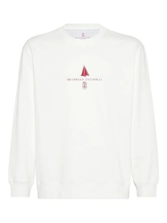 Brunello Cucinelli sweat à logo imprimé - Blanc