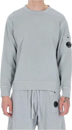 C.P. Company C.p. Company, Homme, Sweatshirts et sweats &agrave; capuche, Bleu, Taille: L Maglia girocollo in cotone malfil&eacute;