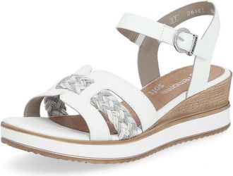 Remonte Damen Keilsandalen D6461, Frauen Sandalen,Keilabsatz,Wedge-Heel,Sommerschuhe,Freizeitschuhe,offene Schuhe,Strandschuhe,Weiss Kombi (80),39 EU