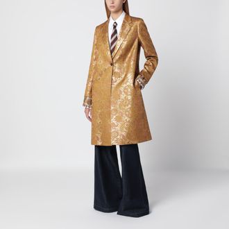 Dries Van Noten Einreihiger Mantel mit goldenem Jacquardmuster