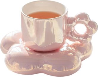 Generic Kissenbecher, einzigartige Keramik-Kaffeetasse und Untertassen-Set mit Kissen-Untersetzer, kreative Paar-Teetassen f&uuml;r Zuhause und B&uuml;ro, Trinkgeschirr