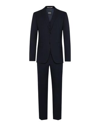 HUGO BOSS Dreiteiliger Anzug mit Stretch-Anteil, Slim Fit in