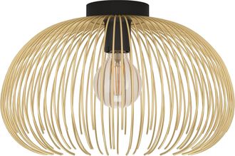 Eglo Deckenlampe Venezuela, edle Deckenleuchte mit goldfarbenem Draht-Lampenschirm, Wohnzimmerlampe aus Metall in schwarz und gold, Deckenbeleuchtung mit E