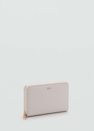 Mango Portefeuille moyen effet saffiano gris glac&eacute; - Femme - Taille unique - MANGO