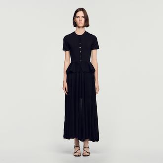 Sandro Robe longue en maille &agrave; basque