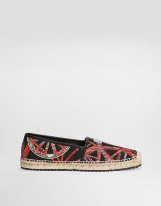 Dolce & Gabbana Espadrilles Aus Canvas Mit Carretto-print - Mann Sandalen Und Slides Multicolor 42