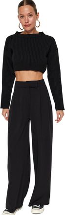 Trendyol Trendyol Damen TWOAW24PL00177 Hose, Schwarz/Schiere Freude, XL