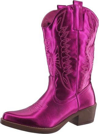 Elara Damen Cowboy Stiefel Biker Boots Chunkyrayan 301-A32 Fuxia PU-39